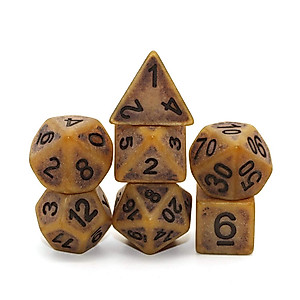 DND Dice Set Ancient RPG Dice for Dungeons and Dragons(D&D) Pathfinder MTG Tabletop Role Playing Game Polyhedral 7-Die Dice Group (Coffee Brown)