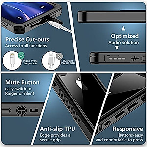 SPIDERCASE Designed for iPhone Xs Max Waterproof Case, Built-in Screen Protector Full-Body Clear Call Quality Heavy Duty Shockproof Cover Case for iPhone Xs Max 6.5’’ (Black/Clear)