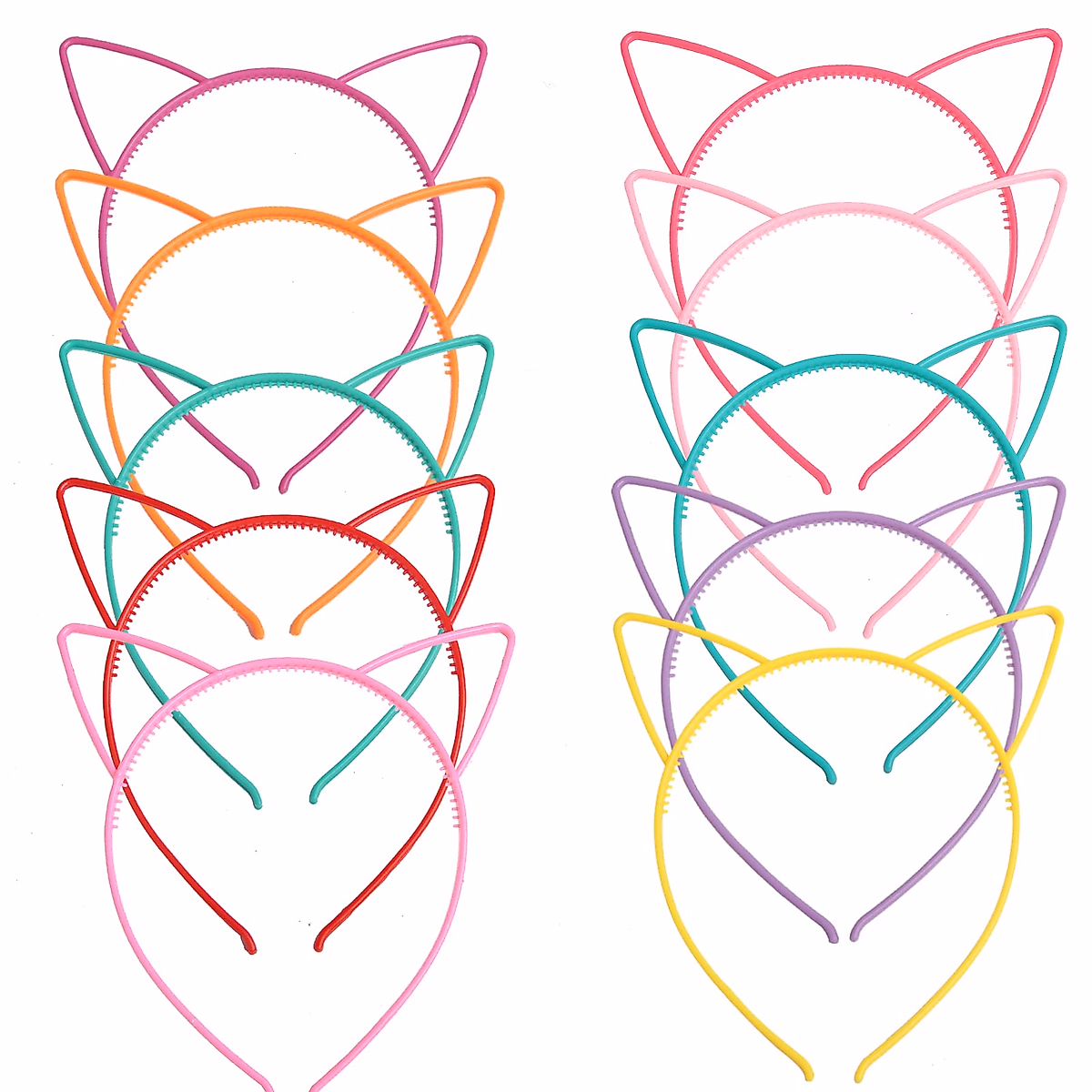 Rhoxshy Plastic Cat Ears Headband Cat Headbands for Girls Women Multicolor Head Hoops Sawtooth Kitty Ears Hairbands (Colorful)