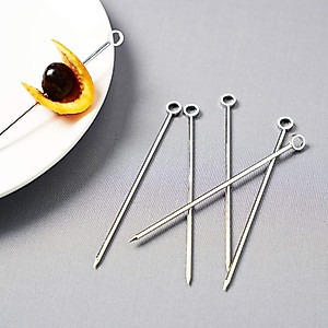 Viski Silver Cocktail Picks, Set of 6 Stainless Steel Drink Picks, Barware Accessories, 4.25″