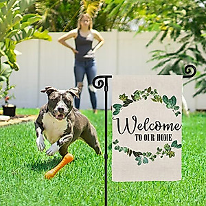 Welcome Garden Flags Courtyards Double Sided Decorative House Flag Welcome To Our Home Outside Seasonal Holiday Yard Flag Watercolor Durable Burlap Farmhouse Flags 12.5 x 18 Inch Welcome Banner