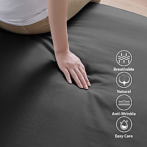 100% Egyptian Cotton Fitted Sheet Twin Size Black, 600 Thread Count, 8-16" Deep Pocket Sheet, Soft & Elastic Sateen Weave Bottom Sheet for Hotel & Home (Black, 1 Pack Fitted Sheet Only,Twin)