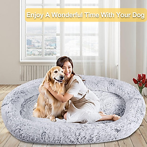 SoQte Large Human Dog Bed 72"×47"×14" Bean Bag with Blanket and Pillow Large Bean Bag Bed for Humans, Huge Furniture Bag and Large Sofa,Dog Bed for Adults,Pets,Sofa Sack Bean Bag Chair