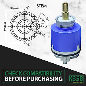 Kerox PBR 40 Faucet Cartridge, Replacement Cartridge Compatible with La Torre, Cascade & Nobili, Single Lever Shower Tub Repair, Tub Faucet Cartridges, Kitchen & Bathroom Faucet Cartridge Replacement