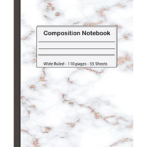 Composition Notebook: Pretty Gold Purple Turquoise Liquid Marble, Wide Ruled Paper Notebook Journal, Blank Wide Lined Workbook for Girls Boys Kids Teens Students , 7.5 x 9.25 inch