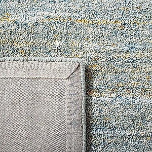 SAFAVIEH Himalaya Collection Area Rug - 8' x 10', Blue & Olive, Handmade Wool, Ideal for High Traffic Areas in Living Room, Bedroom (HIM413M)
