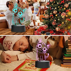 i-CHONY Cat Gift Night Light for Kids,Auto 7 Colors Changing Cat Table Lamp,3D Illusion Bedside Lamp,Cute Cat Gifts for Women Teens Boys Girls Birthday Christmas Gifts