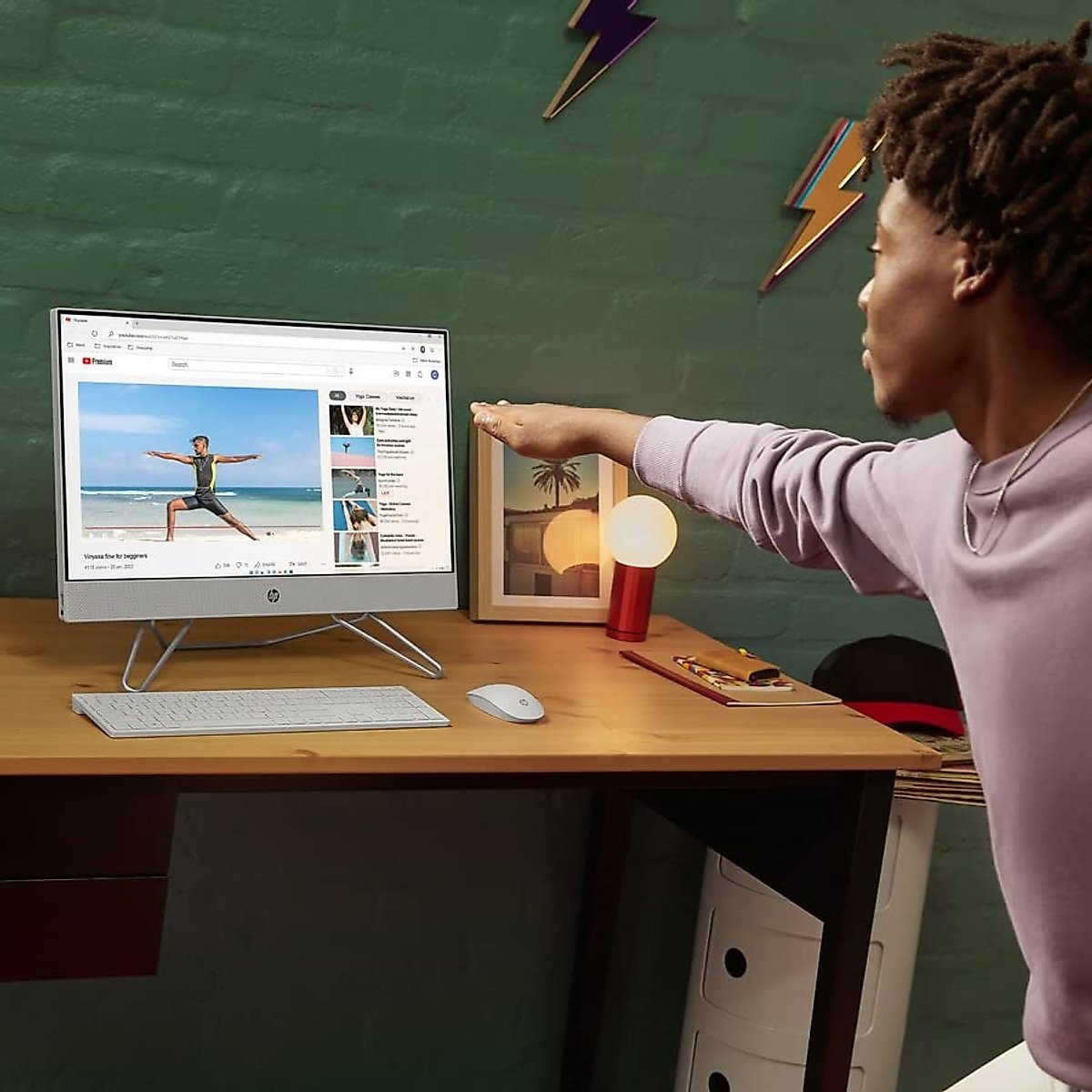 HP 24-cb1000a 24-cb1256 All-in-One Computer - AMD Ryzen 5 5625U Hexa-core (6 Core) - 8 GB RAM DDR4 SDRAM - 256 GB M.2 PCI Express NVMe SSD - 23.8" Full HD 1920 x 1080 Touchscreen Display - Deskto