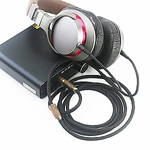NewFantasia Replacement Audio Upgrade Cable 6N OCC Copper Silver Plated Cord Compatible with Audio-Technica ATH-MSR7b ATH-SR9 ATH-ESW990H ATH-ES770H Headphone Walnut Wood Shell & 6.35mm Adapter
