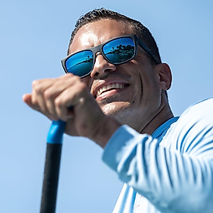 SMITH Barra Sunglasses – Performance Sports Active Sunglasses for Watersports, Fishing & More – For Men & Women – Matte Black + Blue ChromaPop Polarized Mirror Lenses