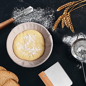 AIxibu Banneton Bread Proofing Basket Set of 2,10-inch Round and 8-inch Oval Sourdough Proofing Baskets - Complete Bread Making Kit for Home Bakers