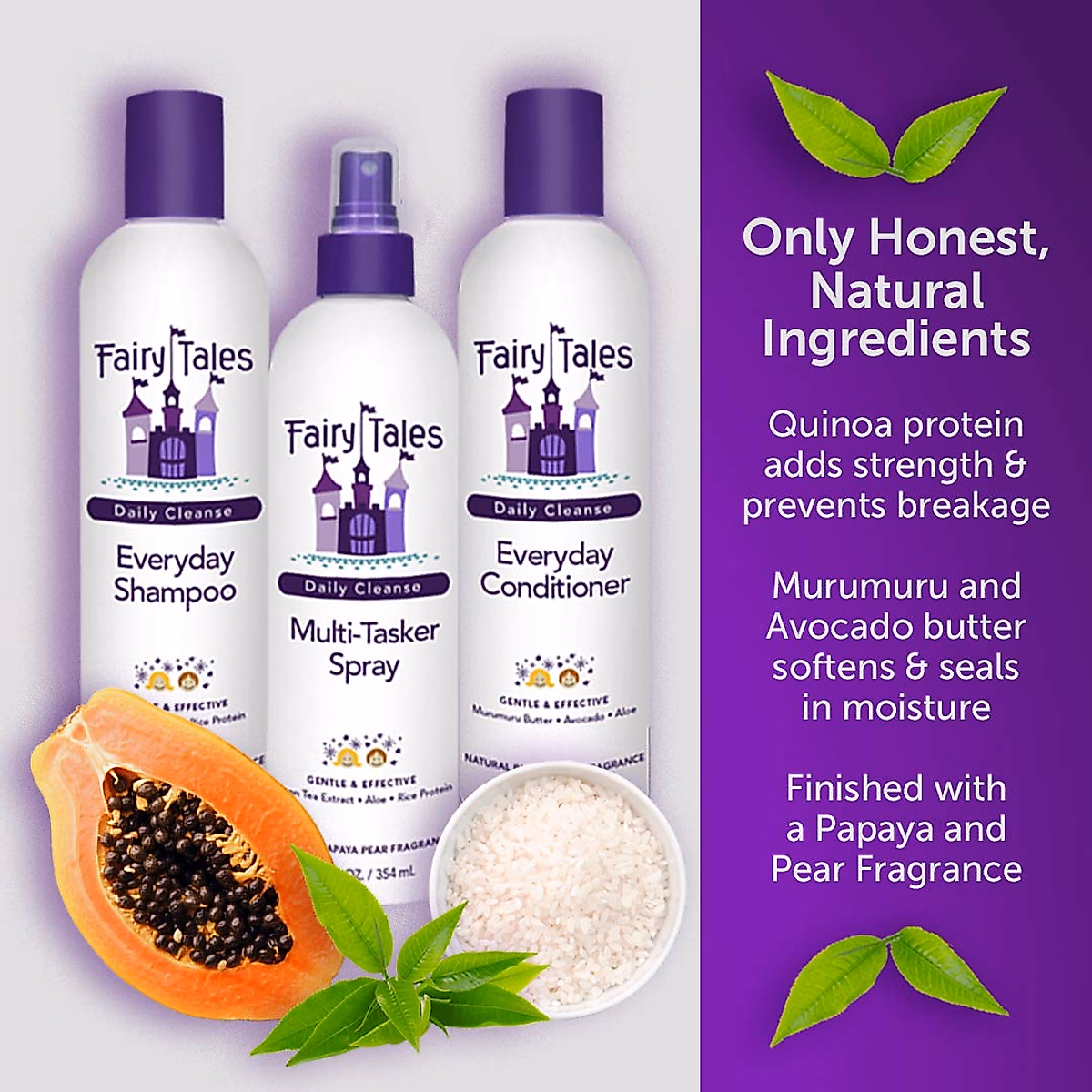 Fairy Tales Daily Cleanse Shampoo, Conditioner, and Spray - Travel Pack - 3 pack (3.3 oz) | Made with Natural Ingredients in the USA | No Parabens, Sulfates, or Synthetic dyes