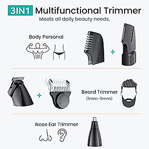 kensen 3-in-1 Body Hair Trimmer, Body Groomer Trimmer for Men, Men's Groin & Pubic Hair Trimmer, Manscaping Trimmer, Body Groomer for Men, Waterproof Male Hygiene Razor, Men's Gift (Gray)