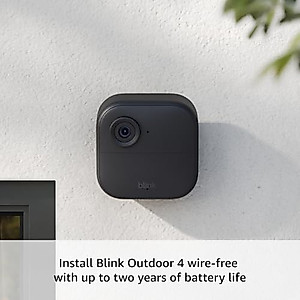 Blink Outdoor 4 + Sync Module XR — Wire-free smart security camera, two-year battery, go up to 400 feet from your home with extended range — 1 camera system