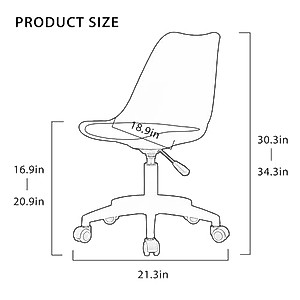 Yone jx je Office Chair, Ergonomic Office Chair, Modern Height Adjustable Swivel Chair, armless Rotating Computer Chair, with Wheels, Transparent Chair (White)