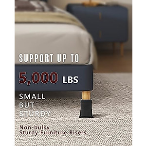 Affogato Bed Risers (Pack of 16) Adjustable Furniture Risers Lift Heights 2, 3, 4 or 5 Inch Heavy Duty Lifts Up to 5,000 lbs Bed Lifts Risers for Bed Frame Sofa Couch Desk and Table, Black