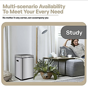 TARUNMO touchless trash can 13 gallon Brushed Stainless steel,automatic trash cans touchless Assembling,Motion Sensor Lid trash can 50 Liter(10 counts trash bag)