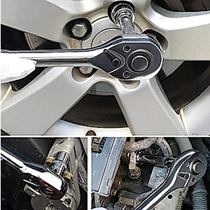 YUFANYA 46PCS 1/4 inch Drive Socket Set,Metric Ratchet Wrench Set with 4-14mm CR-V Sockets,S2 Bits,Extension Bars,Mechanic Tool Kits for Household Auto Repair