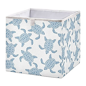 Kigai Collapsible Storage Baskets Swimming Blue Turtle Cube Storage Bins Baskets for Organizing Fabric Collapsible Storage Organizer for Bedroom Home Decor