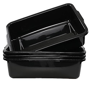 Uumitty Black Commercial Bus Tubs, 32 L Plastic Bus Box/Wash Basin, 4 Packs