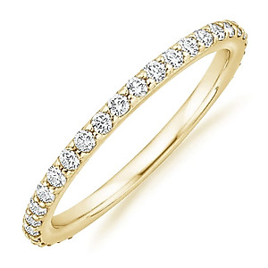 PAVOI 14K Gold Plated Cubic Zirconia Diamond Stackable Eternity Bands Yellow Gold for Women Size 7
