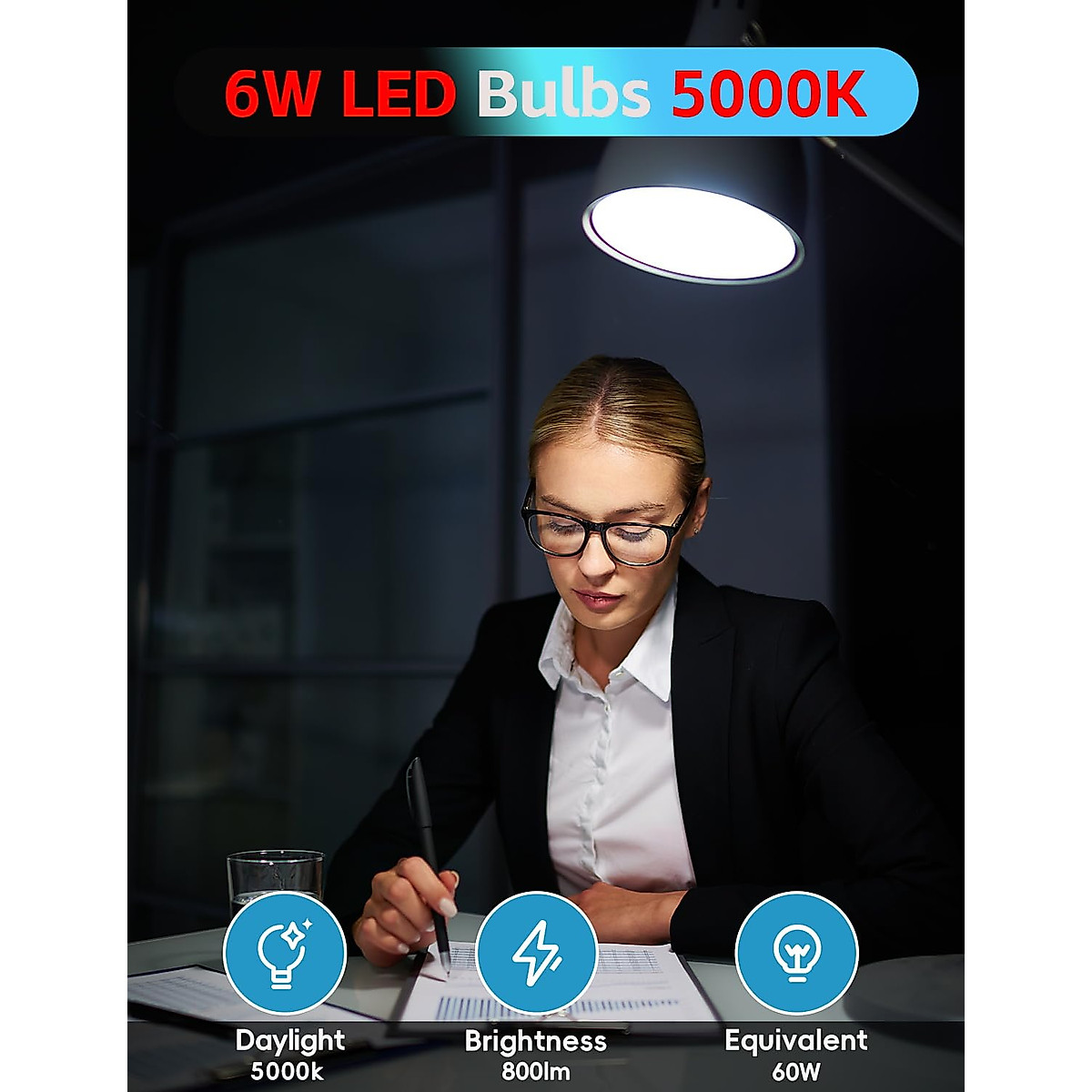 Jensense Edison Bulbs 6W E26 LED Bulb 60 Watt Equivalent, Vintage LED Light Bulbs CRI90+ ST19, Dimmable Clear Light Bulbs, 5000K Daylight Cool White 4 Pack