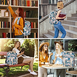 FALANKO Laptop Backpack for Women,Teacher Doctor Nurse Work Purse Bag for 15.6 Inch Laptop,Cute Cartoon Pattern backpack With USB Charging Port RFID Anti Theft Pocket, Large Travel Bookbag for Women