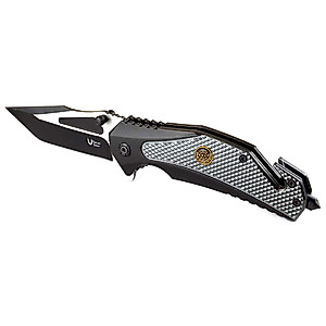 Vulcan Gear Emergency Service Tactical Assisted Open Metal Rescue Folding Knife (Black - S.W.A.T)