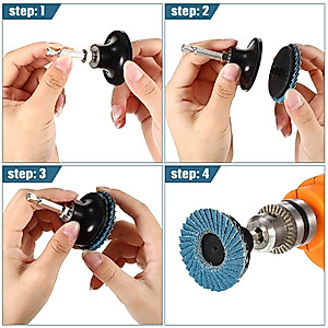 Hotop 48 PCS 2 Inch Flap Disc Angle Grinder Sanding Disc and Disc Pad Holder 40 60 80 120 Grit, Sander Disc Holder with 1/4 Inch Shank Abrasive Grinding Wheel Flat Rollock Disc Accessories