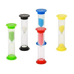 WOIWO 5 Pcs Sand Timer,Colorful Plastic Sandglass Hourglass Sand Clock Timer 30sec / 1min / 3mins / 5mins / 10mins