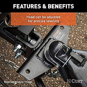 CURT 17063 Round Bar Weight Distribution Hitch with Integrated Lubrication and Sway Control, Up to 14K, 2-In Shank, 2-5/16-Inch Ball , Black