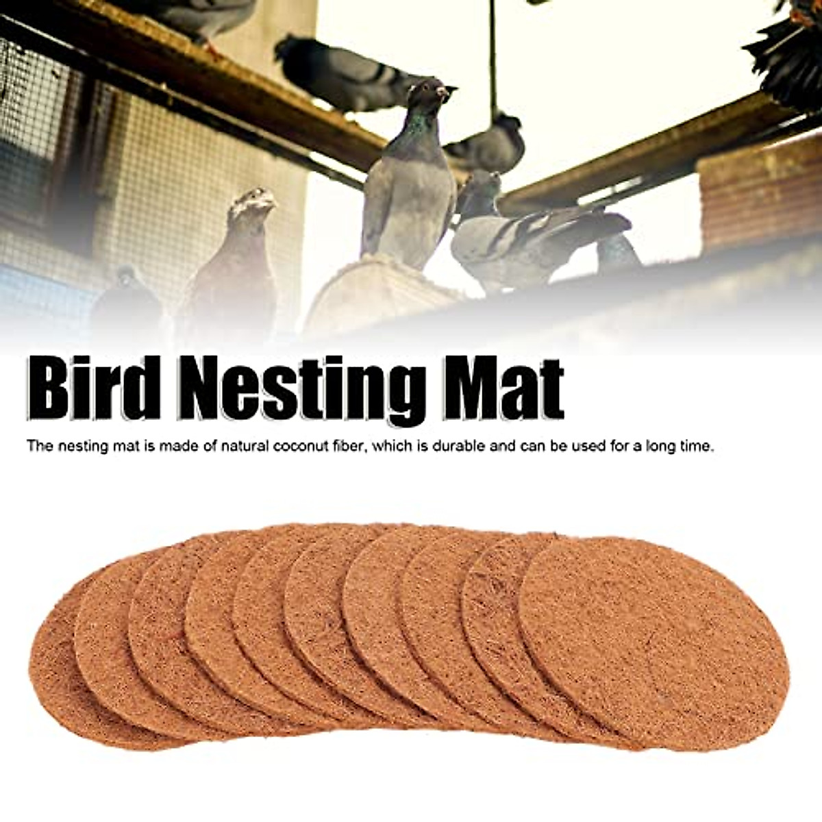 HEEPDD Breathable Dry Grass Mattress, 10Pcs Replacement Bird Nesting Pads Breeding Nests Bird Eggs Mat Coconut Fiber Mat