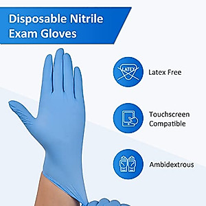 Schneider Nitrile Exam Disposable Gloves For Medical, Cleaning, 4mil, Blue, Medium 100-ct Box, Latex-Free, Food Safe Rubber Gloves for Cooking & Food Prep, Powder-Free, Non-Sterile
