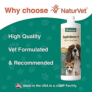 NaturVet Septiderm-V Skin Care Bath Wash for Dogs & Cats – Pet Health, Dog Skin, Itching, Hot Spots – Pet Shampoo, Grooming Aid – 16 Oz.