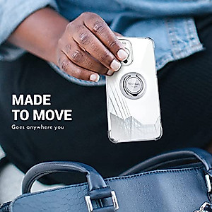 Silverback Crystal Clear for iPhone 14 Pro Case with Ring Stand, Slim Soft TPU Shockproof Protective Phone Case, Shock Absorption Bumper Case for Apple iPhone 14 Pro 6.1 inch