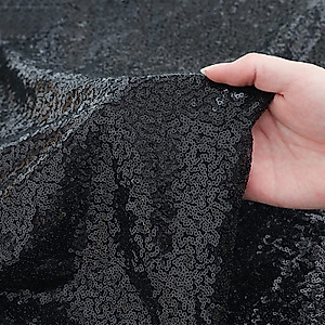 Sugargirl Halloween Black Sequin Backdrop Curtain 4 Panels 2FTx8FT Glitter Black Background Drapes Sparkle Photography Backdrop for Party Wedding Birthday Wall Decoration