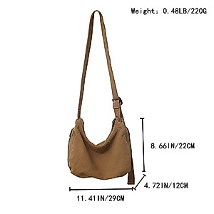 FRVXO Vintage Messenger Bag Travel Satchel Cute Shoulder Bag with Zipper Canvas Crossbody Bags for Women (Brown)