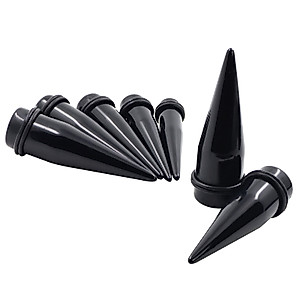 Oyaface 36 PCS Big Gauges Acrylic Tapers Plugs Spiral Set Ear Stretching Plugs Kit 00G-3/4 Black