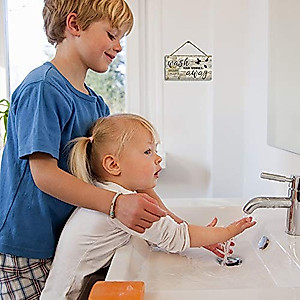 Bathroom Picture Wall Decor Printed Wood Plaque Sign - Wash Your Worries Away - Bathroom Decor Wall Arts Size 11.5" x 6"