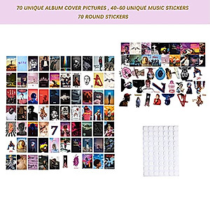 Adzt's 110PCS Album Cover Posters Wall Collage Kit, 70 Music Album Poster 40 Music Album Stickers,Album Style Photo Collection Collage VSCO Bedroom Dorm Decor for Girl and Boy Teens, Small Poster for Room Bedroom Aesthetic