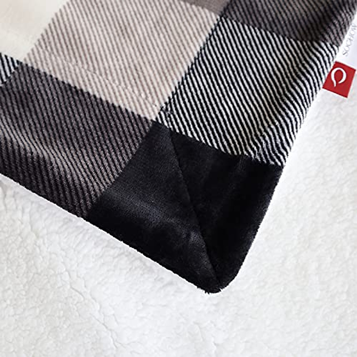 SOCHOW Buffalo Plaid Sherpa Fleece Throw Blanket, Double-Sided Checkered Super Soft Luxurious Bedding Blanket 60 x 80 inches, Black/White