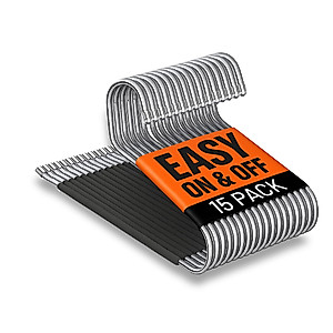 Pants Hangers | Open-Ended Metal Pants Hangers, 15 Black Pant Hangers Non-Slip Hangers for Pants, Jeans, Slacks, Blanket, Tablecloth - Space-Saving Pants Hangers for Women and Men by ERA Accents
