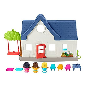 Fisher-Price Little People Toddler Play House with Lights Music & Smart Stages Learning Content, 2 Figures 6 Play Pieces, UK English Version, HCJ66