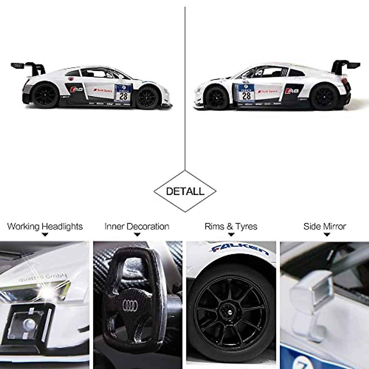 RASTAR Audi RC Car, 1/14 Audi R8 Performance Model Toy Car Sports Racing Remote Control Car for Adults Boys Girls Kids