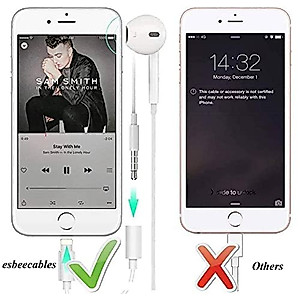 esbeecables 2 Pack for iPhone 3.5mm Headphones Adapter, Apple MFi Certified Lightning to 3.5mm Earphones/Headphones Jack Aux Audio Adapter Dongle for iPhone 14/13/12/11/XS/XR/X/8/7/SE, Support All iOS
