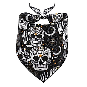 2 Pack Dog Halloween Bandana - Triangle Reversible Pet Scarf for Dogs, Adjustable Holiday Dog Bandanas for Small Medium Large Dogs Pets