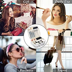 DISEN Makeup Bag Organizer with Extra 5 Brushes, Adjustable Dividers, Makeup Bags for Women Cosmetic Bag Portable Travel Case Waterproof and Durable