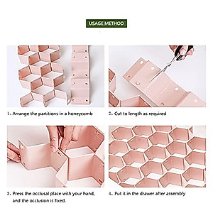Honeycomb Adjustable Drawer Organizer for panties underwear socks compartment drawer storage plastic finishing box lattice Drawer divider 8 pieces（GREY)