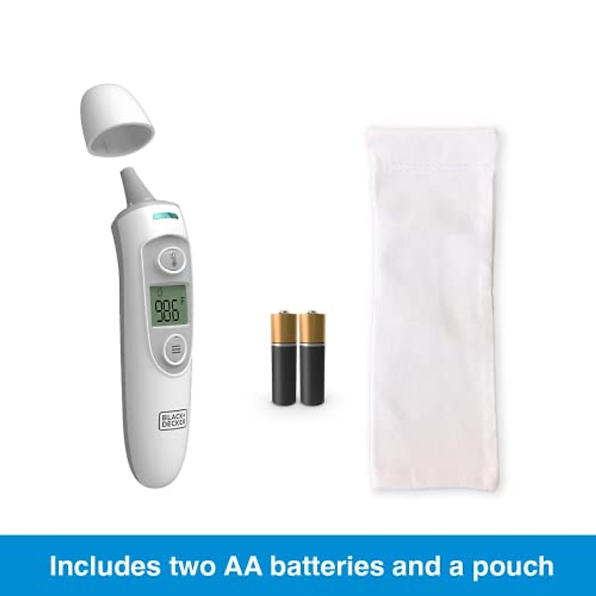 BLACK+DECKER 3-in-1 Infrared Thermometer for Kids and Adults with Fever Alarm, Forehead/Ear/Object Modes, Mute Function for Sleeping Babies, Fast Response Time and Auto Shutdown (BDXTMB100), White