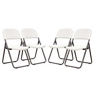 Lifetime 80155 Loop Leg Folding Chair, White Granite , Pack of 4